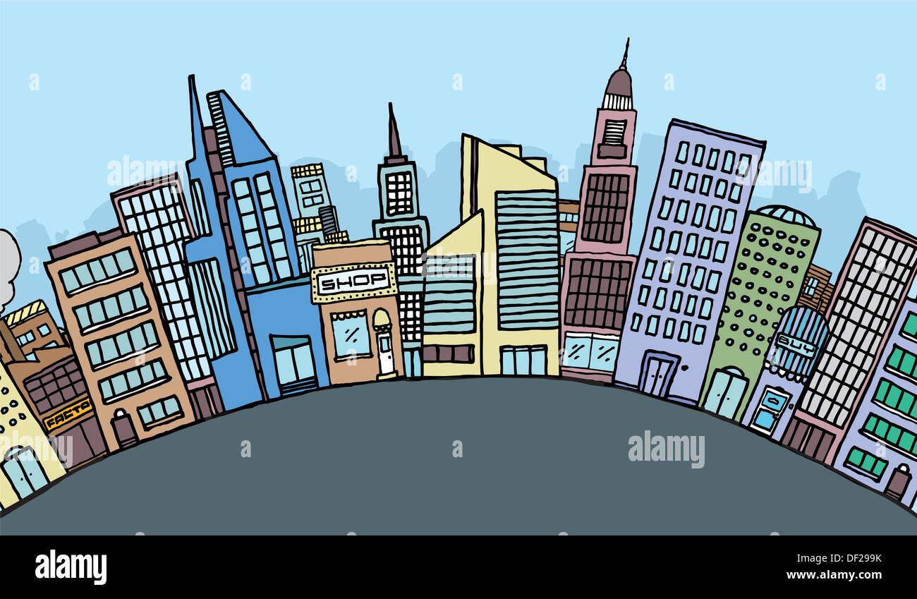 Huge cartoon city skyline Stock Photo - Alamy