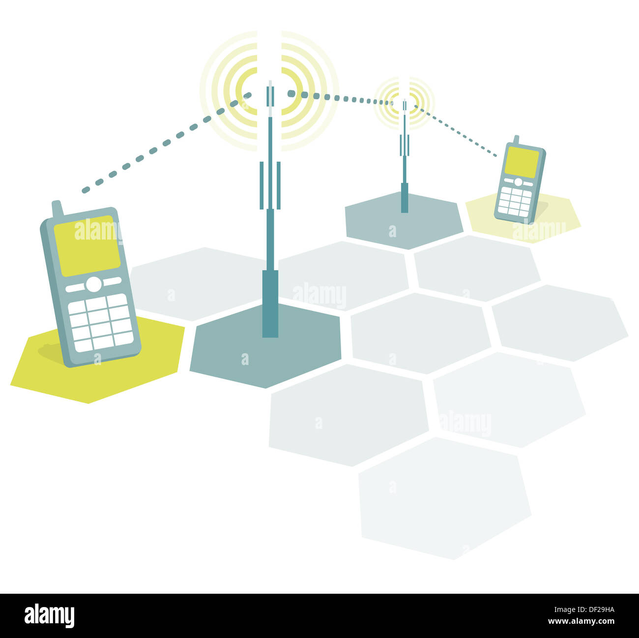 Mobile phones connecting 2 Stock Photo - Alamy