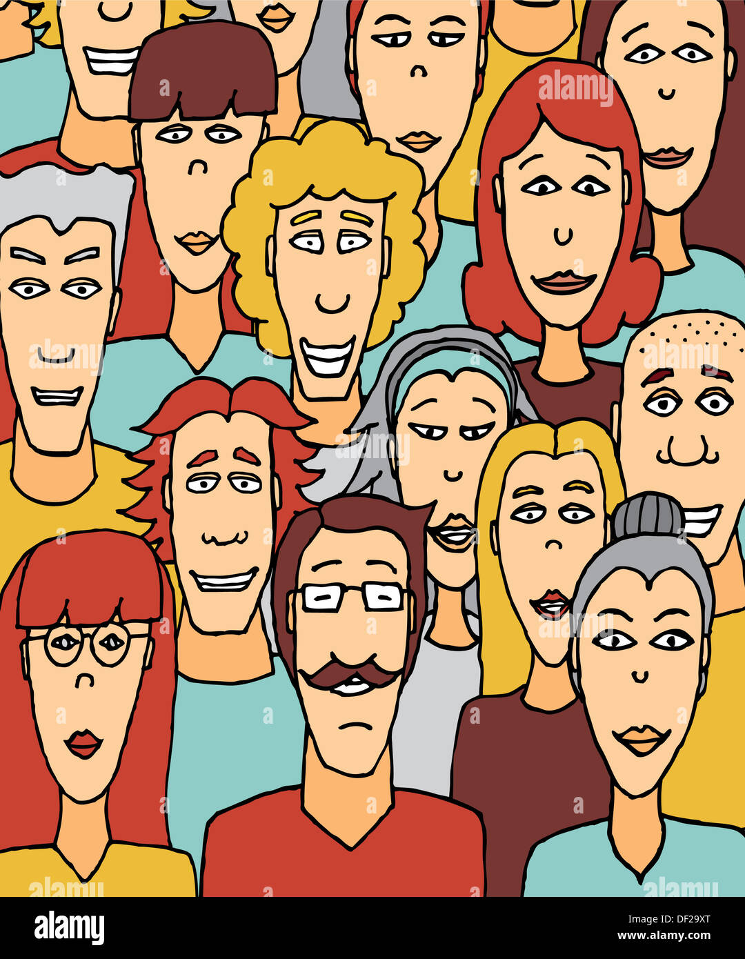 Crowded people / Colorful crowd Stock Photo - Alamy