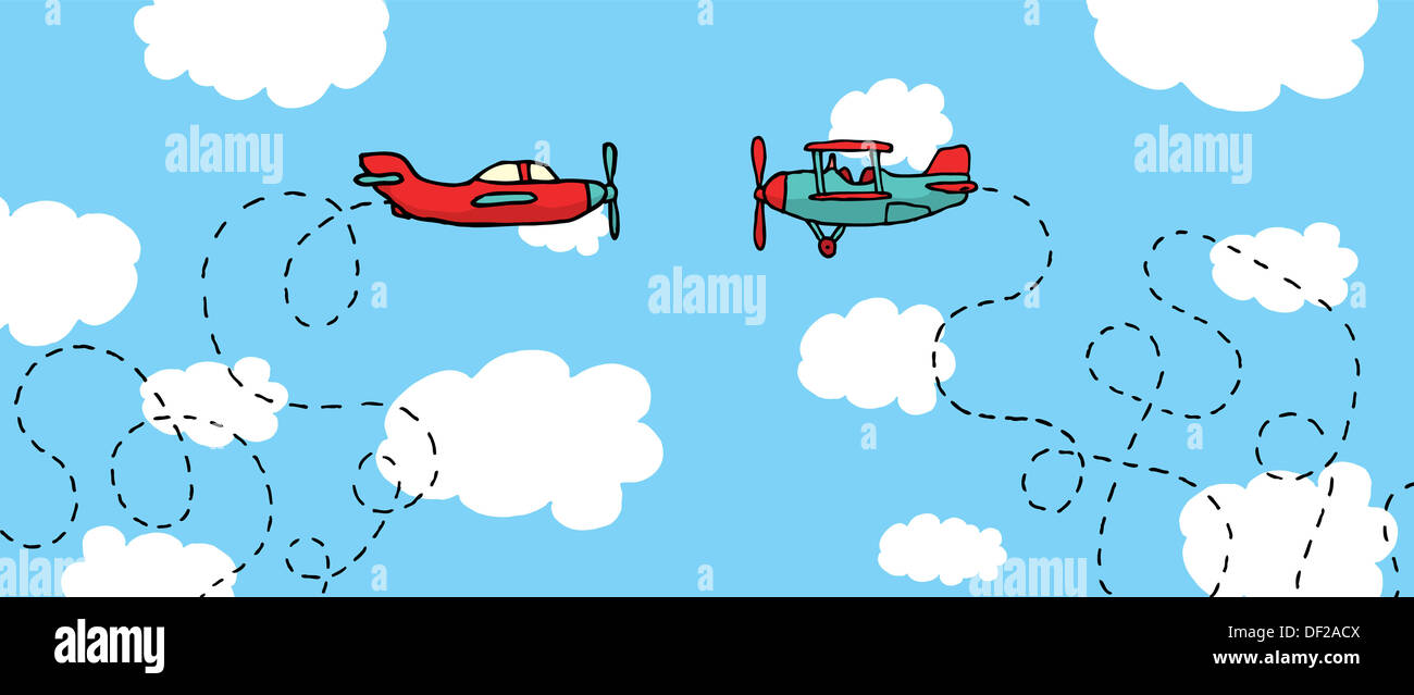 Aerial Dogfight / Cartoon planes in battle Stock Photo - Alamy