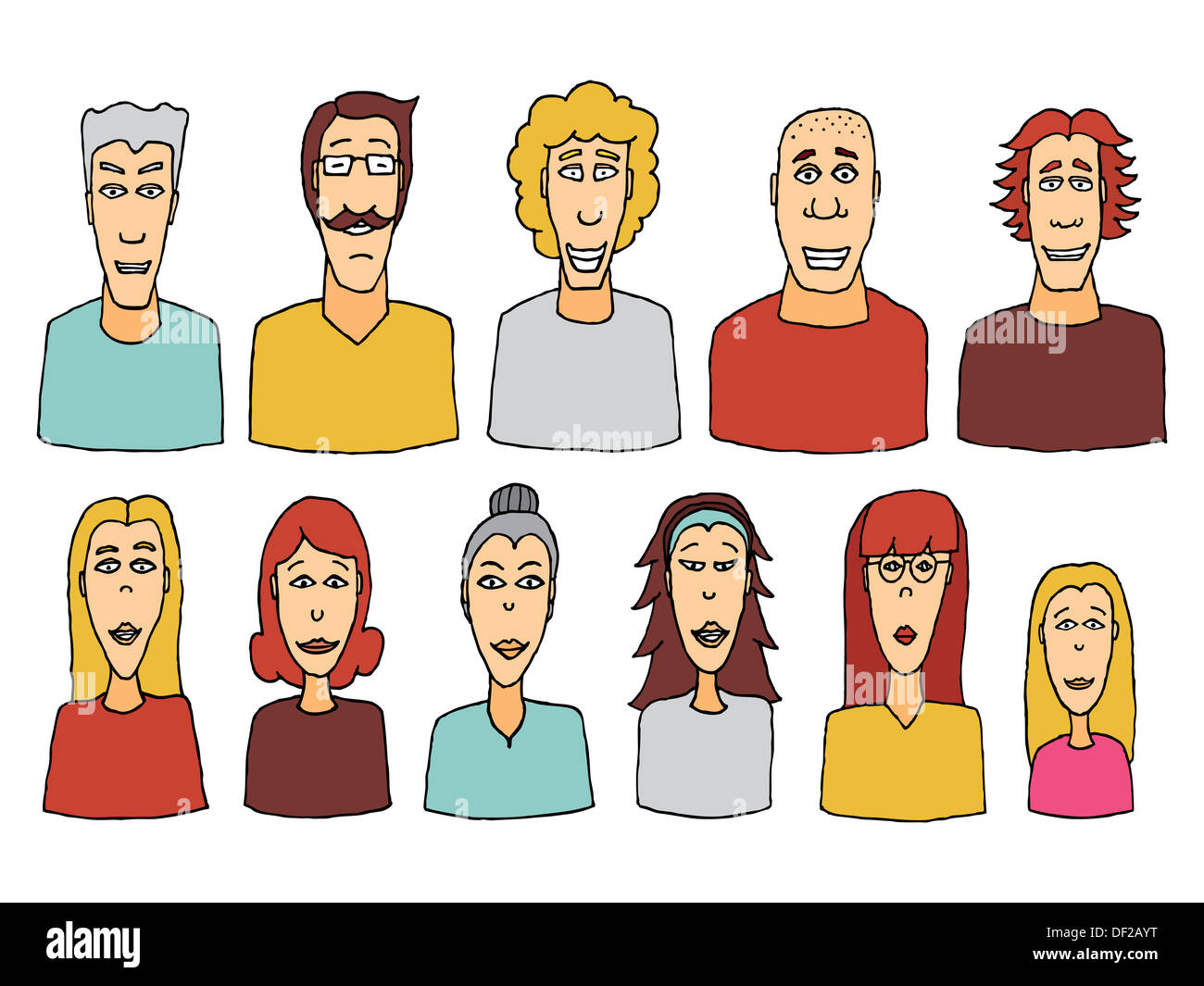 Cartoon character set / Vector people icon Stock Photo - Alamy