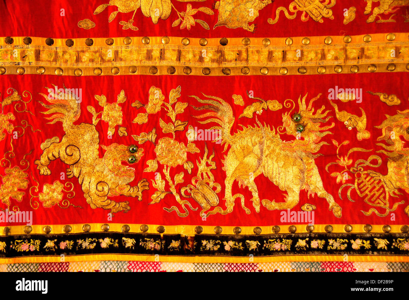 Silk carpet in a Buddhist temple, Vietnam Stock Photo - Alamy