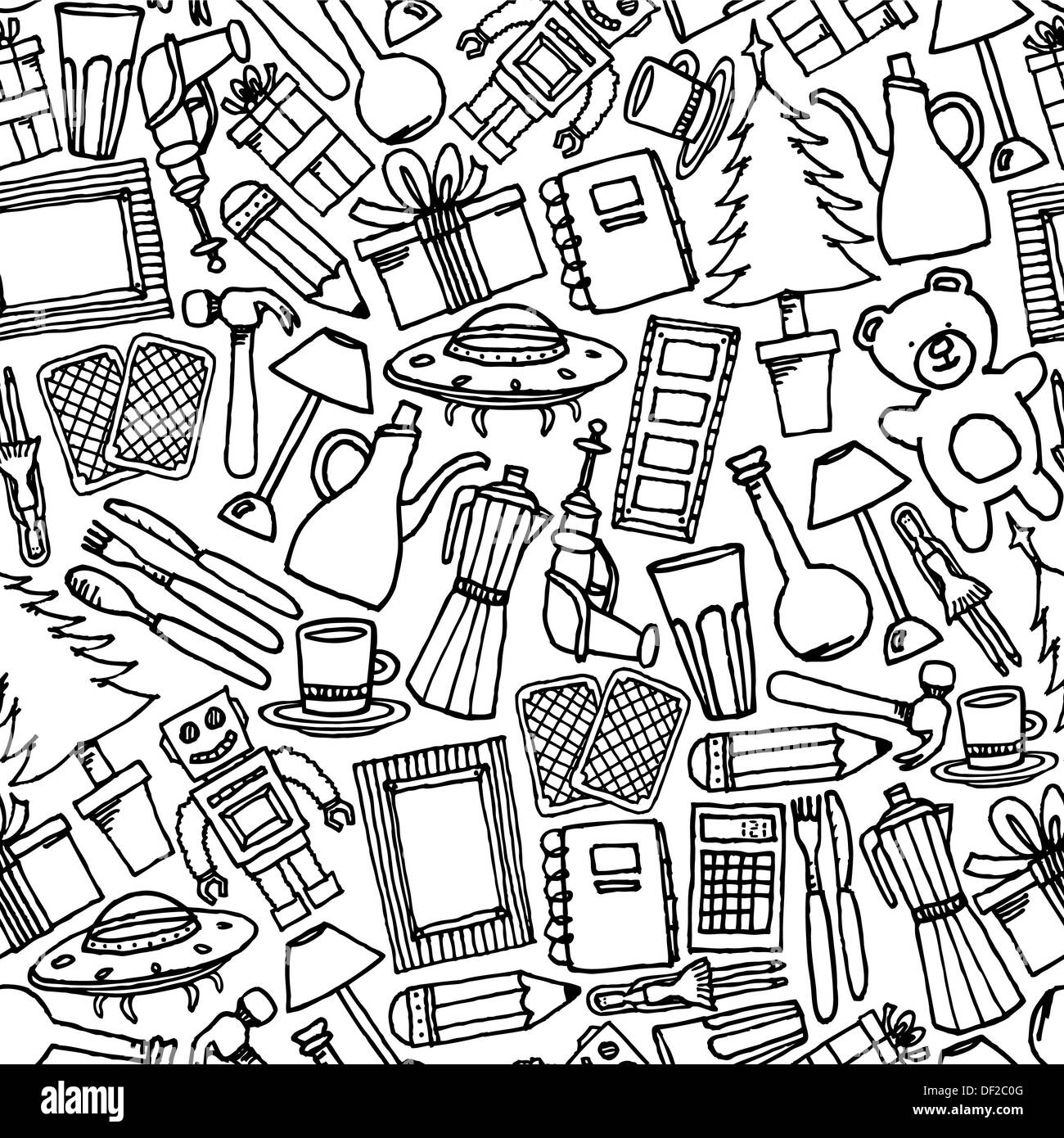 Garage sale seamless pattern / Objects background Stock Photo - Alamy