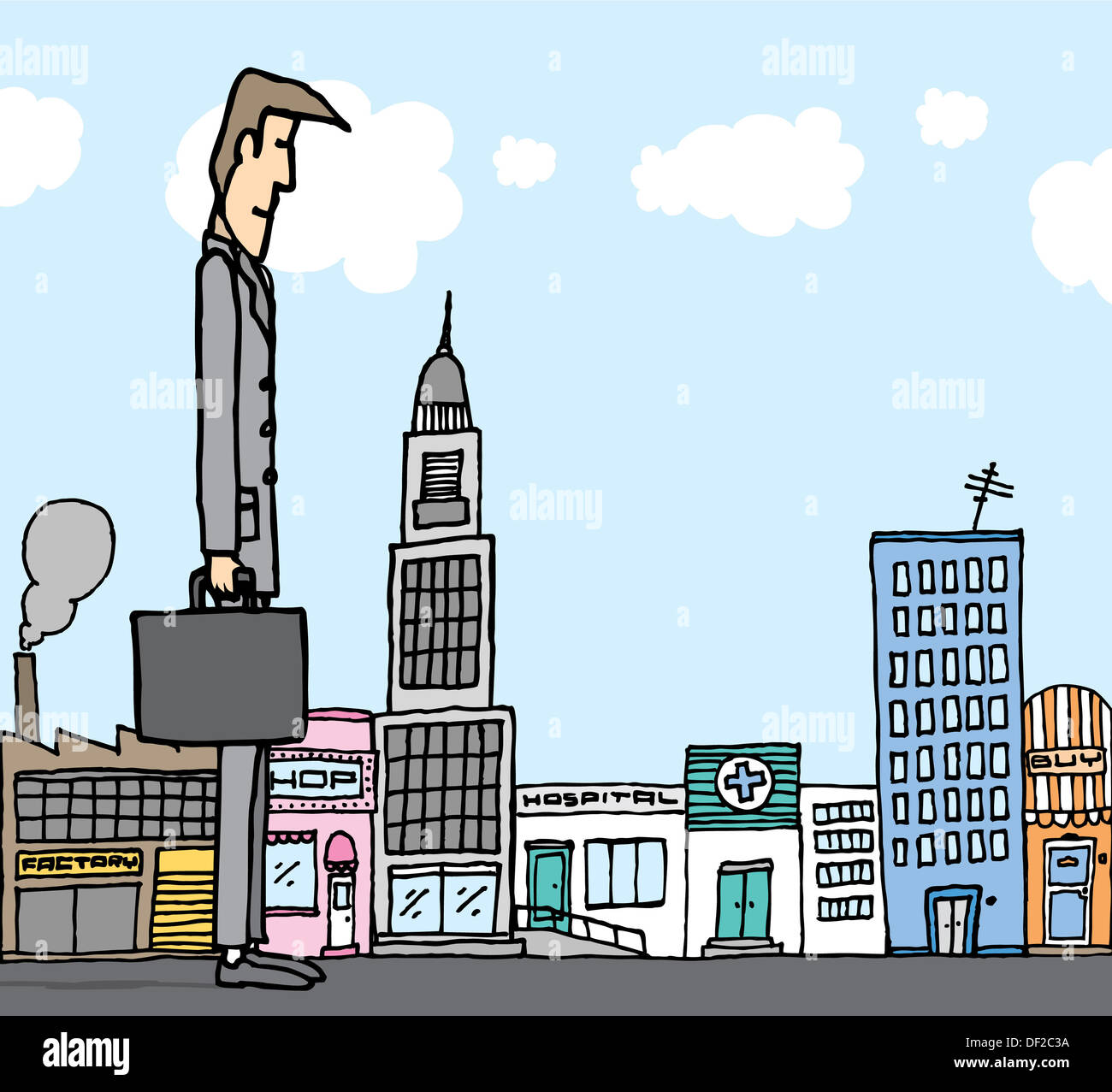 Giant businessman in the city / Business concept Stock Photo - Alamy
