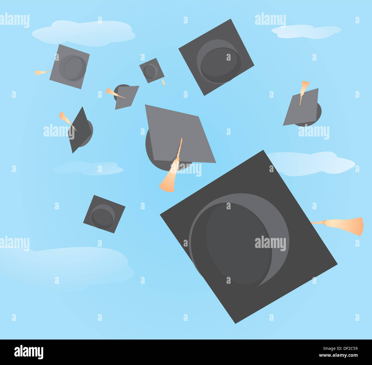Graduation caps tossed up Stock Photo - Alamy