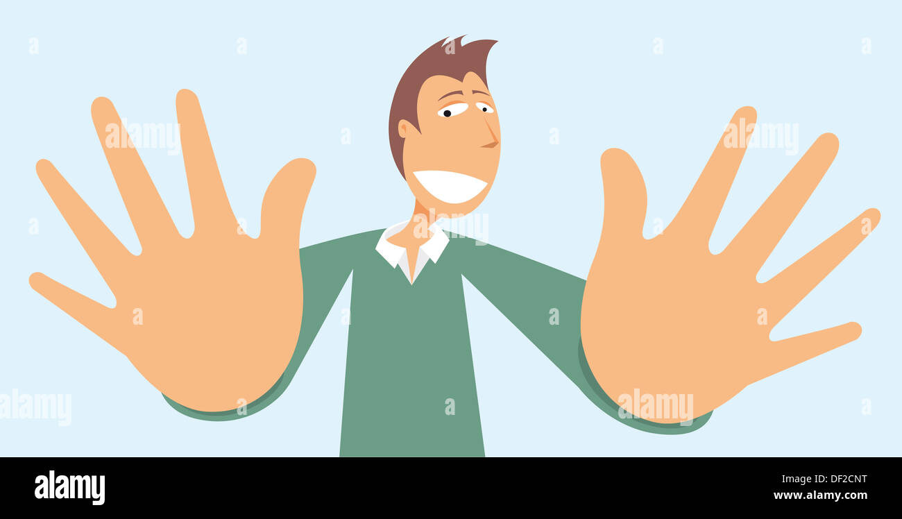 Man showing clean hands Stock Photo - Alamy