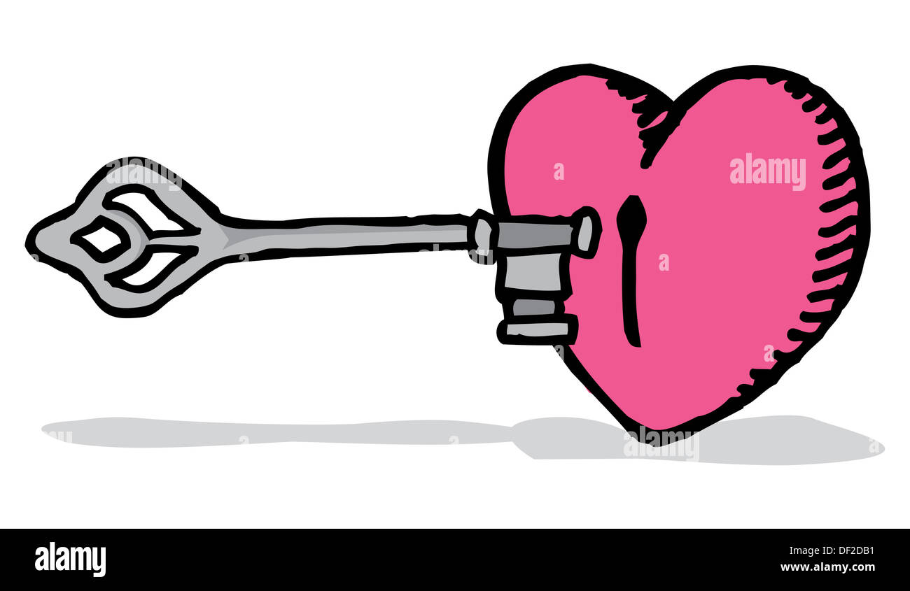 Key entering heart Stock Photo - Alamy