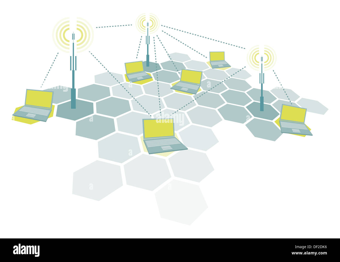Connecting laptops / Wireless network Stock Photo - Alamy