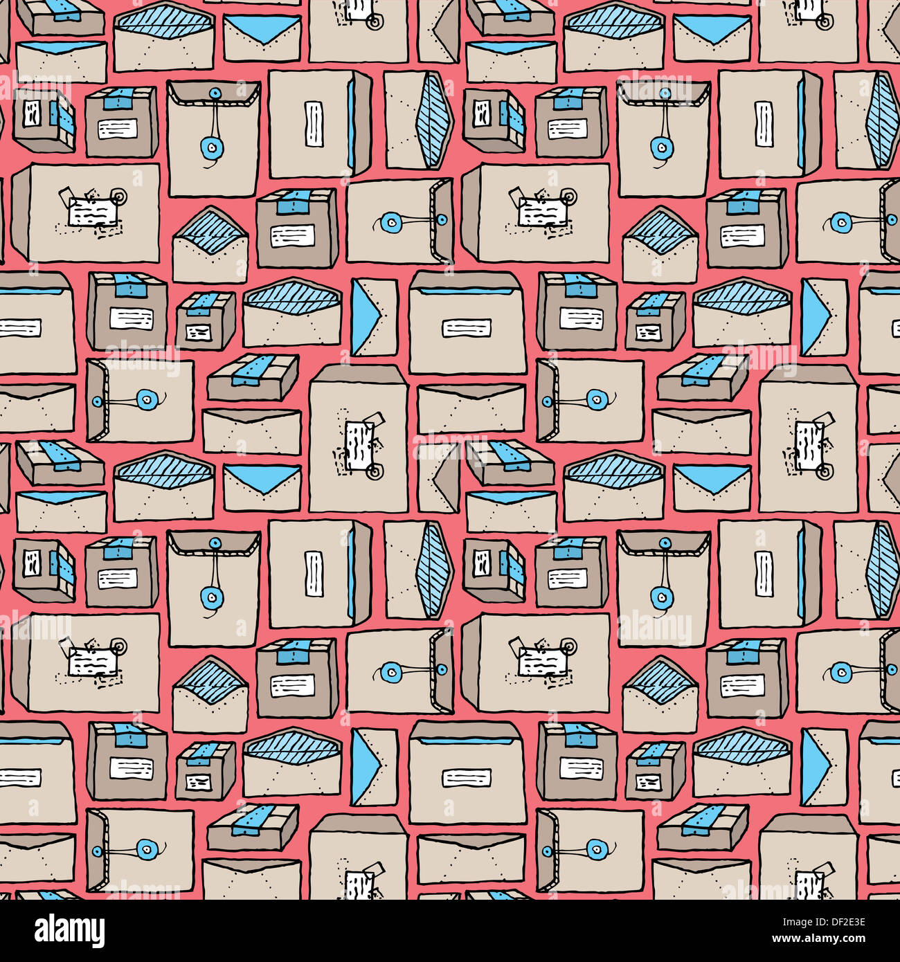 Seamless post and mail pattern Stock Photo - Alamy