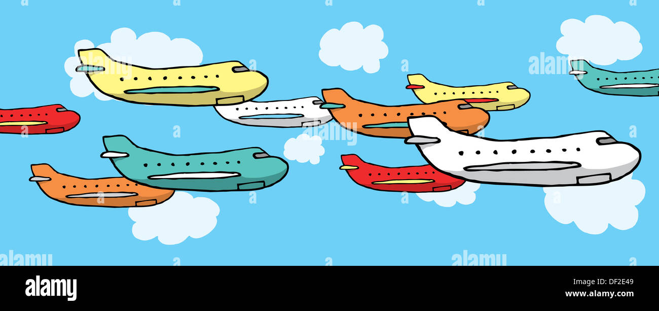 Many planes flying together Stock Photo - Alamy