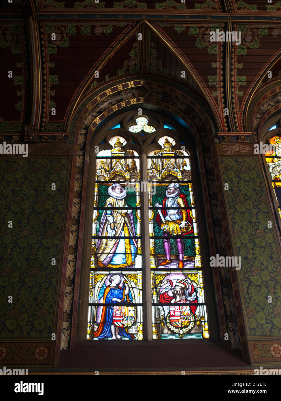 Heilig Bloed Basilick (Holy Blood Basilica) interior view of stained ...
