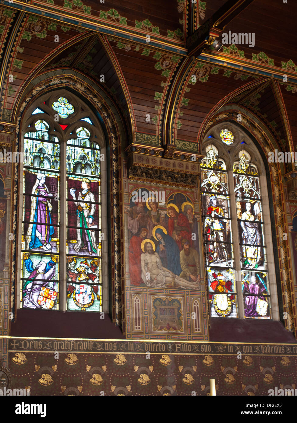 Heilig Bloed Basilick (Holy Blood Basilica) interior with fresco and ...