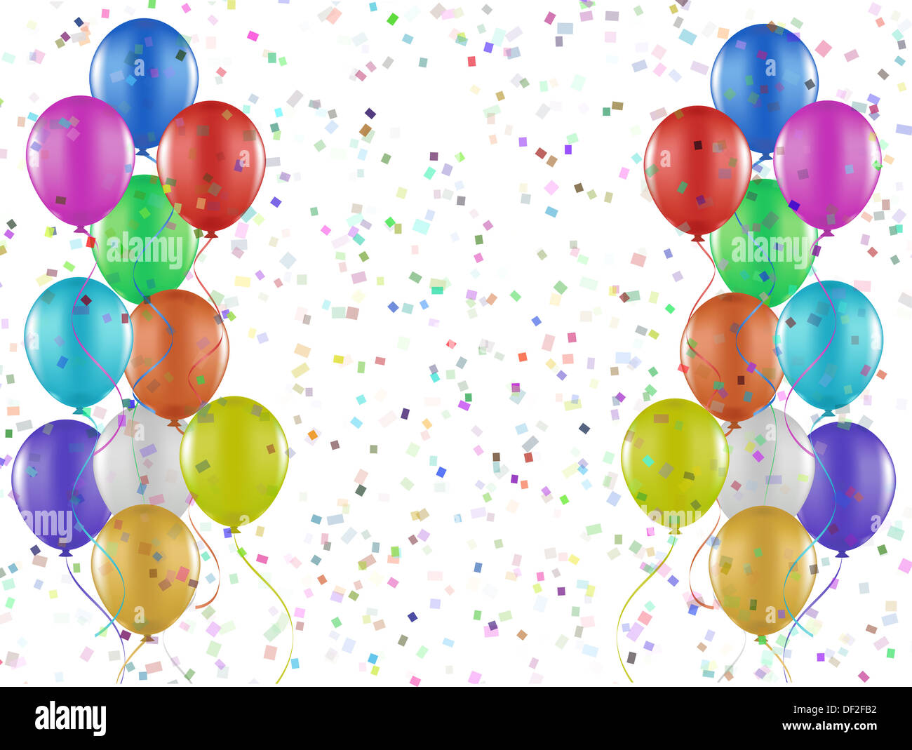 Party background of balloons and confetti Stock Photo - Alamy