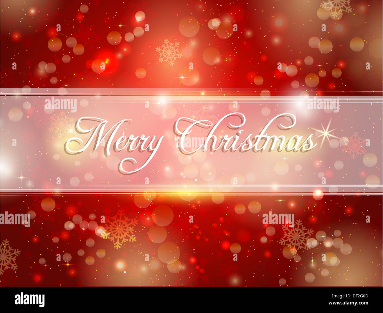 Decorative background with snowflakes, bokeh lights and the words Merry Christmas Stock Photo ...