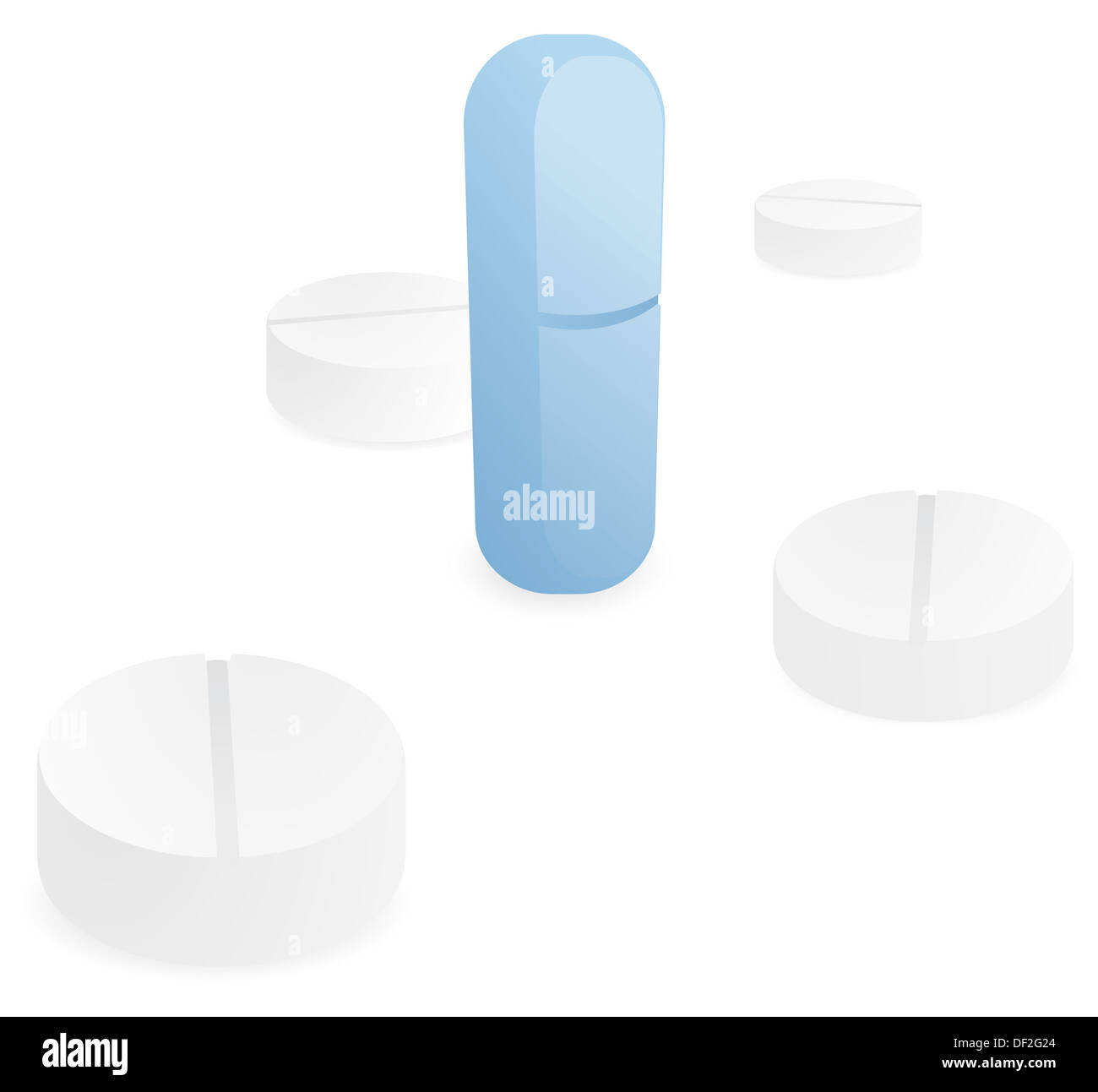 Powerful standing blue pill Stock Photo - Alamy