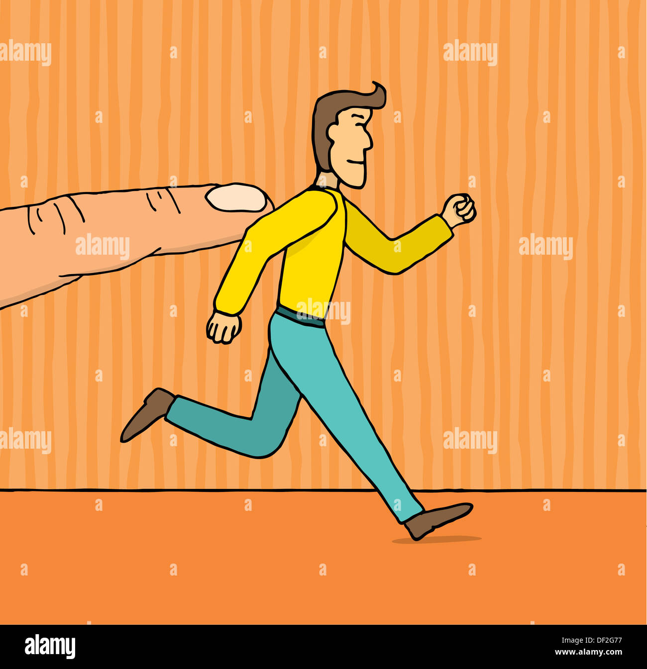 Guy receiving a little push Stock Photo - Alamy