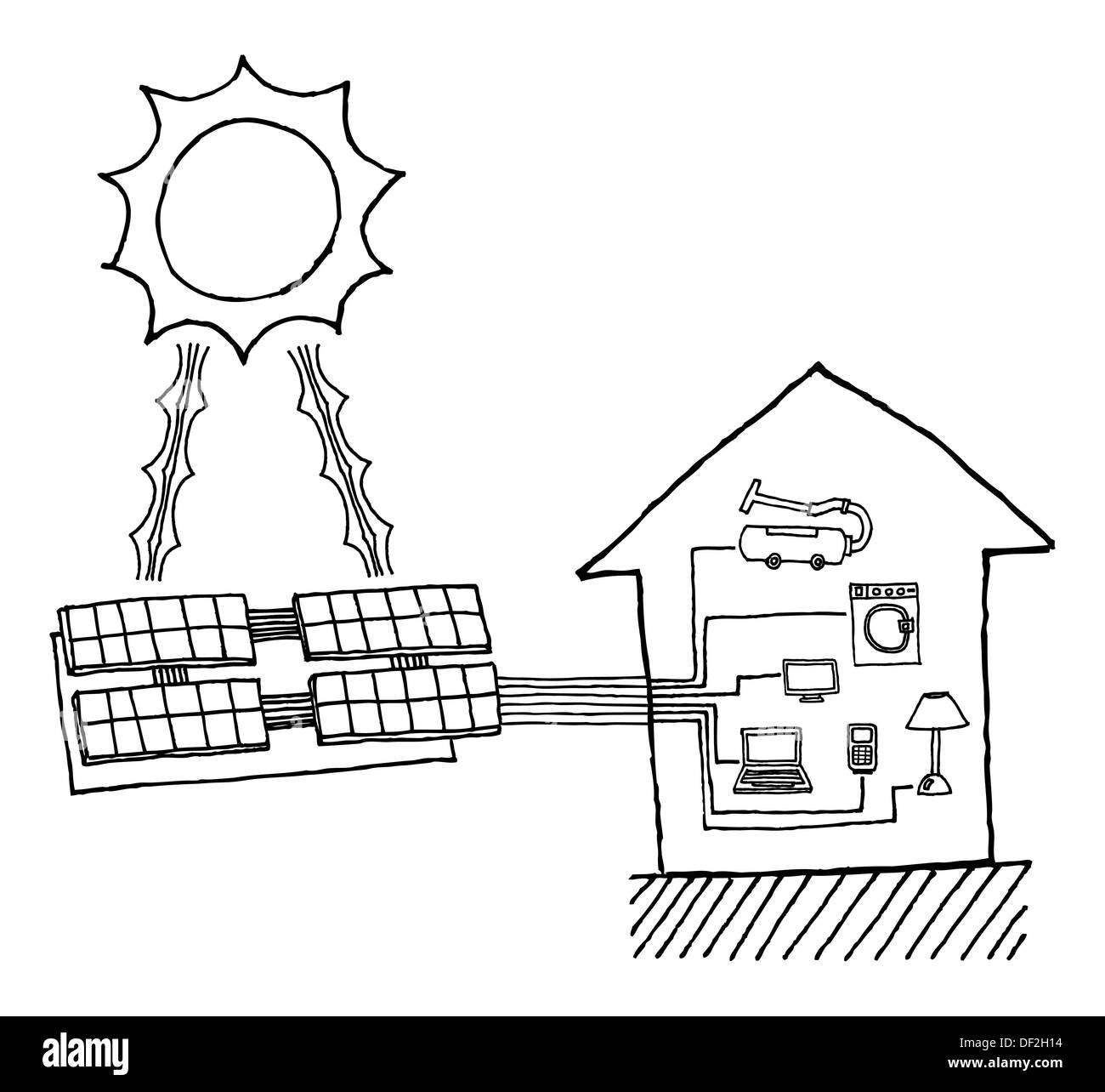 Solar power graphic / Cheap energy working diagram Stock Photo - Alamy