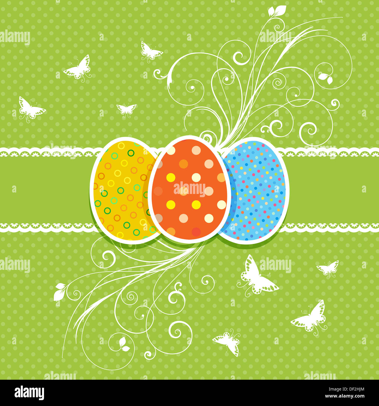 Decorative floral Easter egg background with butterflies Stock Photo ...