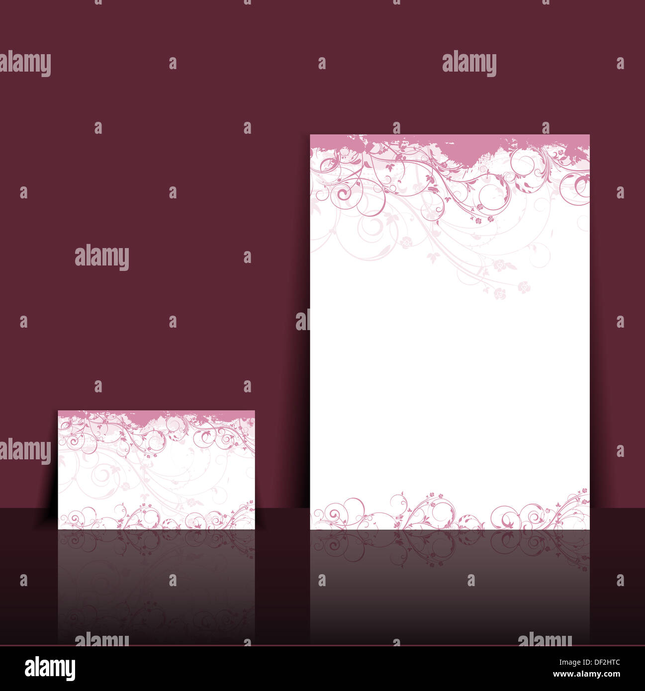 Illustration of a floral letterhead and business card design layout ...