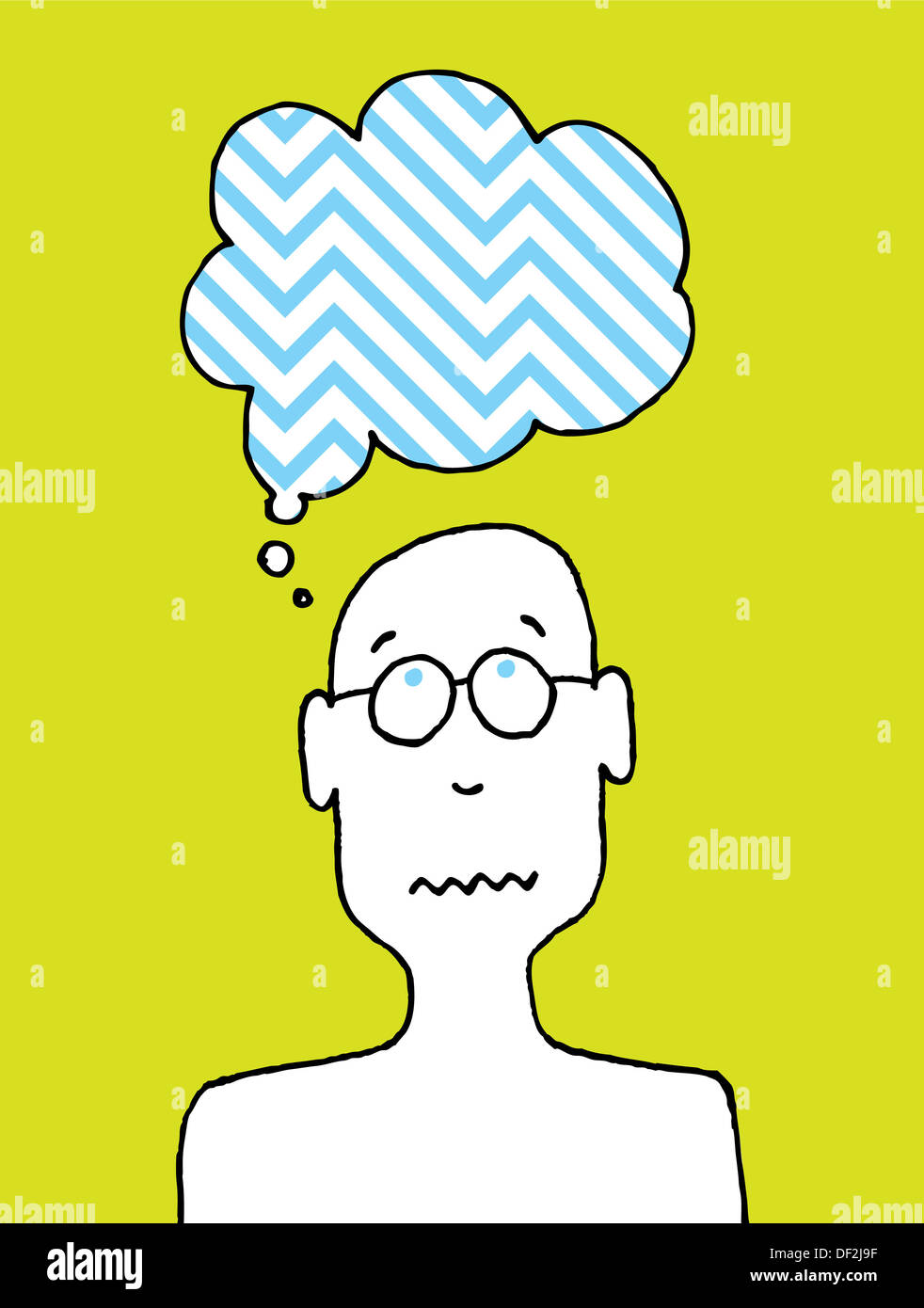 Worried person / Cartoon disturbed thoughts Stock Photo - Alamy
