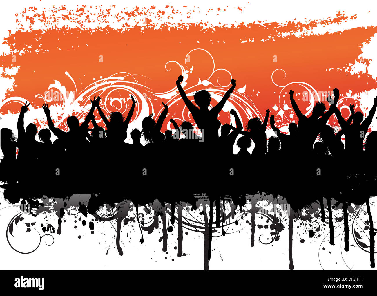 Grunge background with a silhouette of an excited audience Stock Photo ...