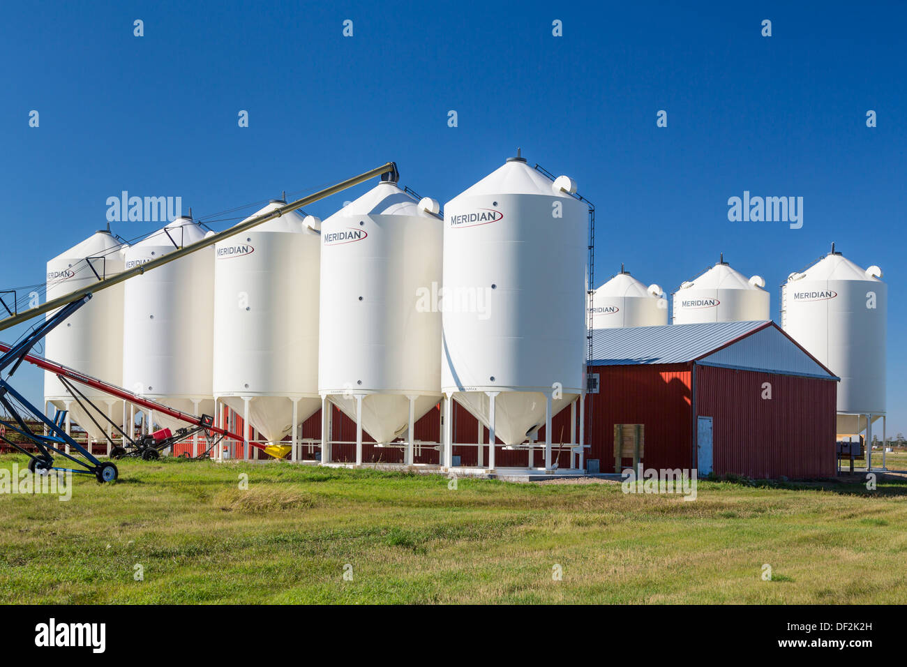 Grain bins on a farm near Mohall, North Dakota, USA Stock Photo - Alamy