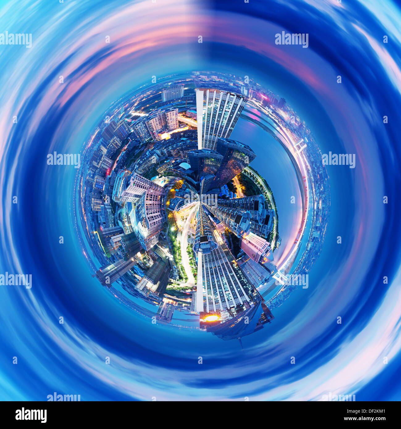 360-degree panorama of the round of the Shanghai skyline Stock Photo ...