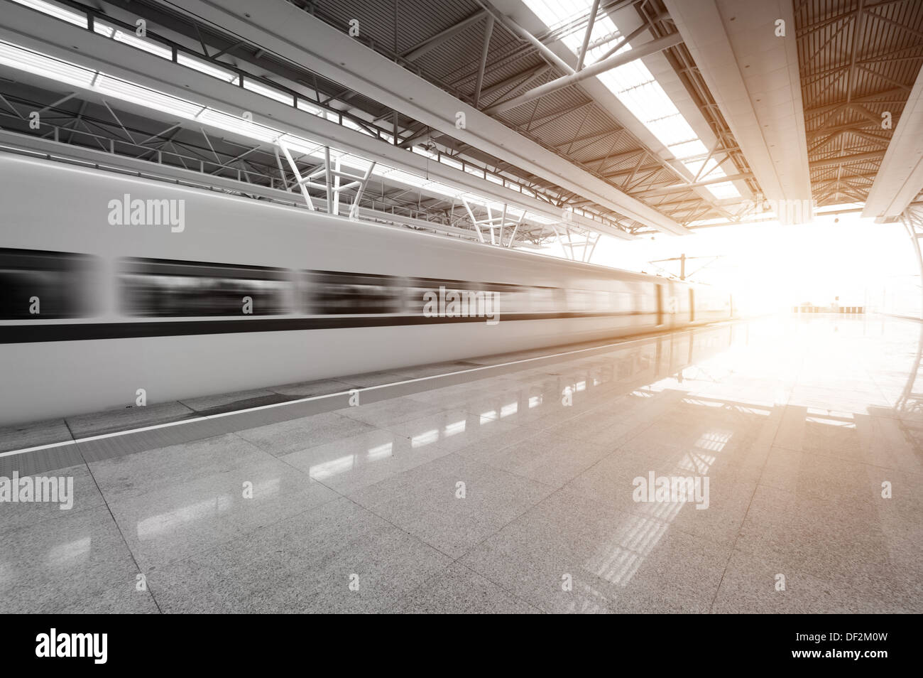 train stop at railway station Stock Photo - Alamy