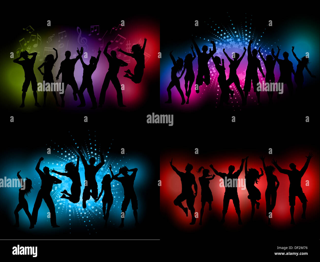 Collection of four different party themed backgrounds Stock Photo - Alamy