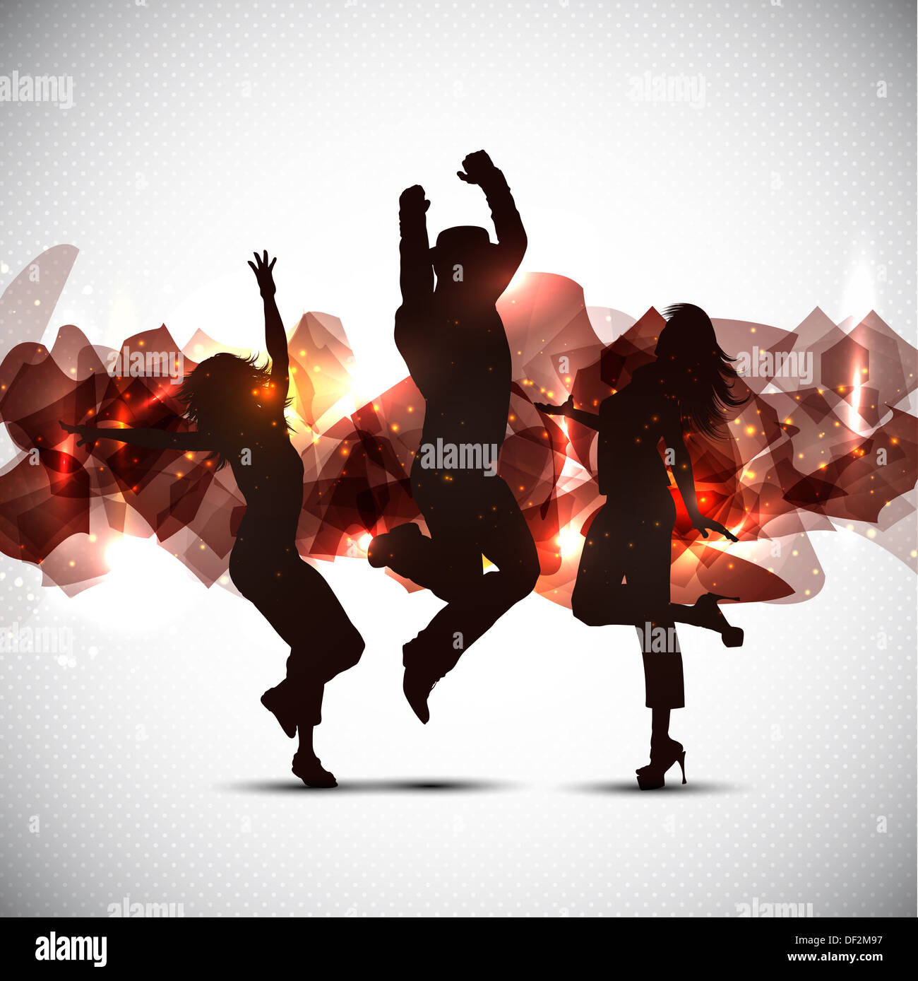 Silhouettes of people dancing on an abstract background Stock Photo - Alamy