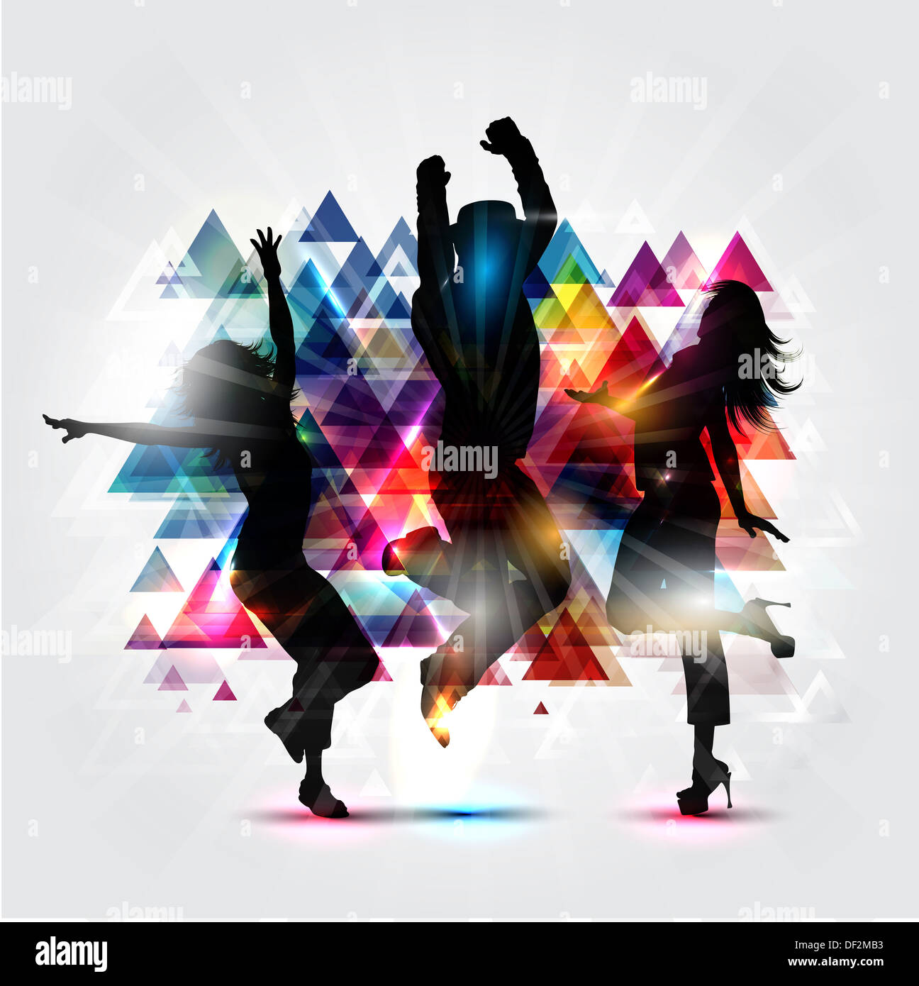Silhouettes of people dancing on an abstract background Stock Photo - Alamy