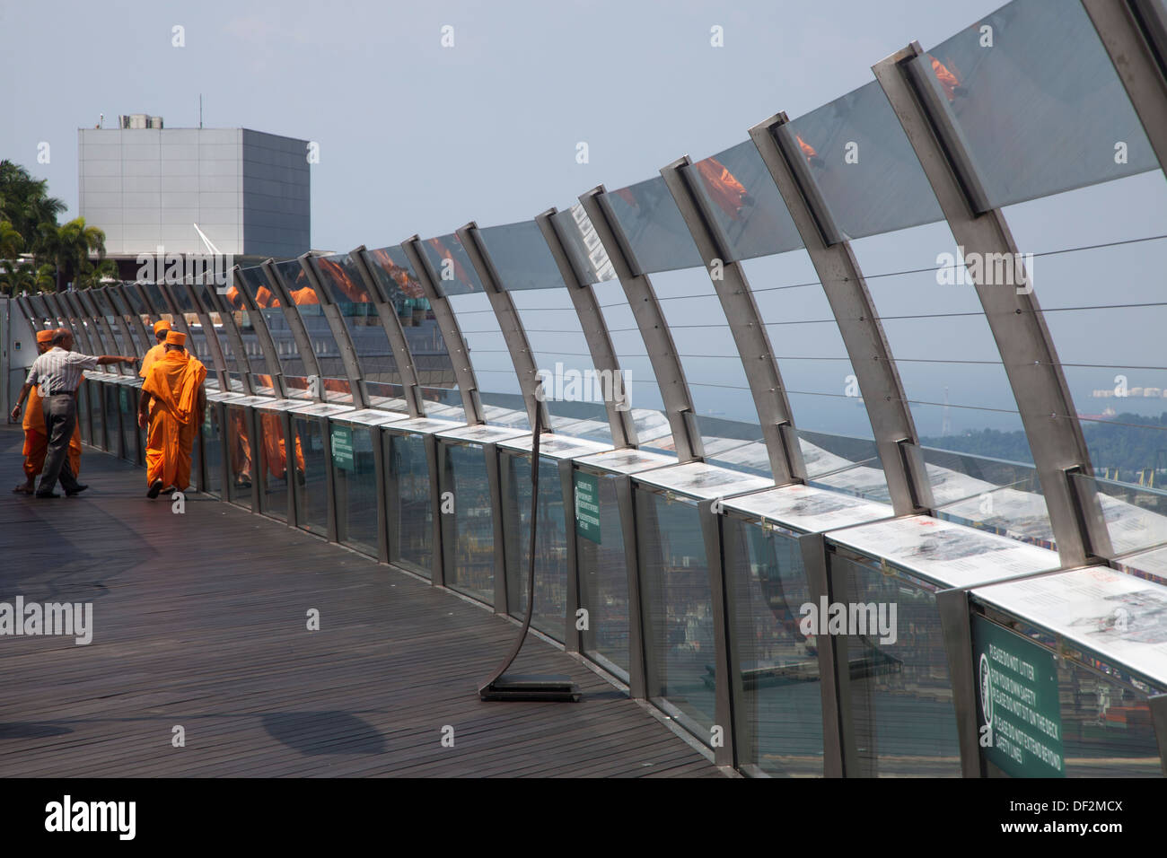 People observing Singapore Bay Area from the Observatory on the top of ...