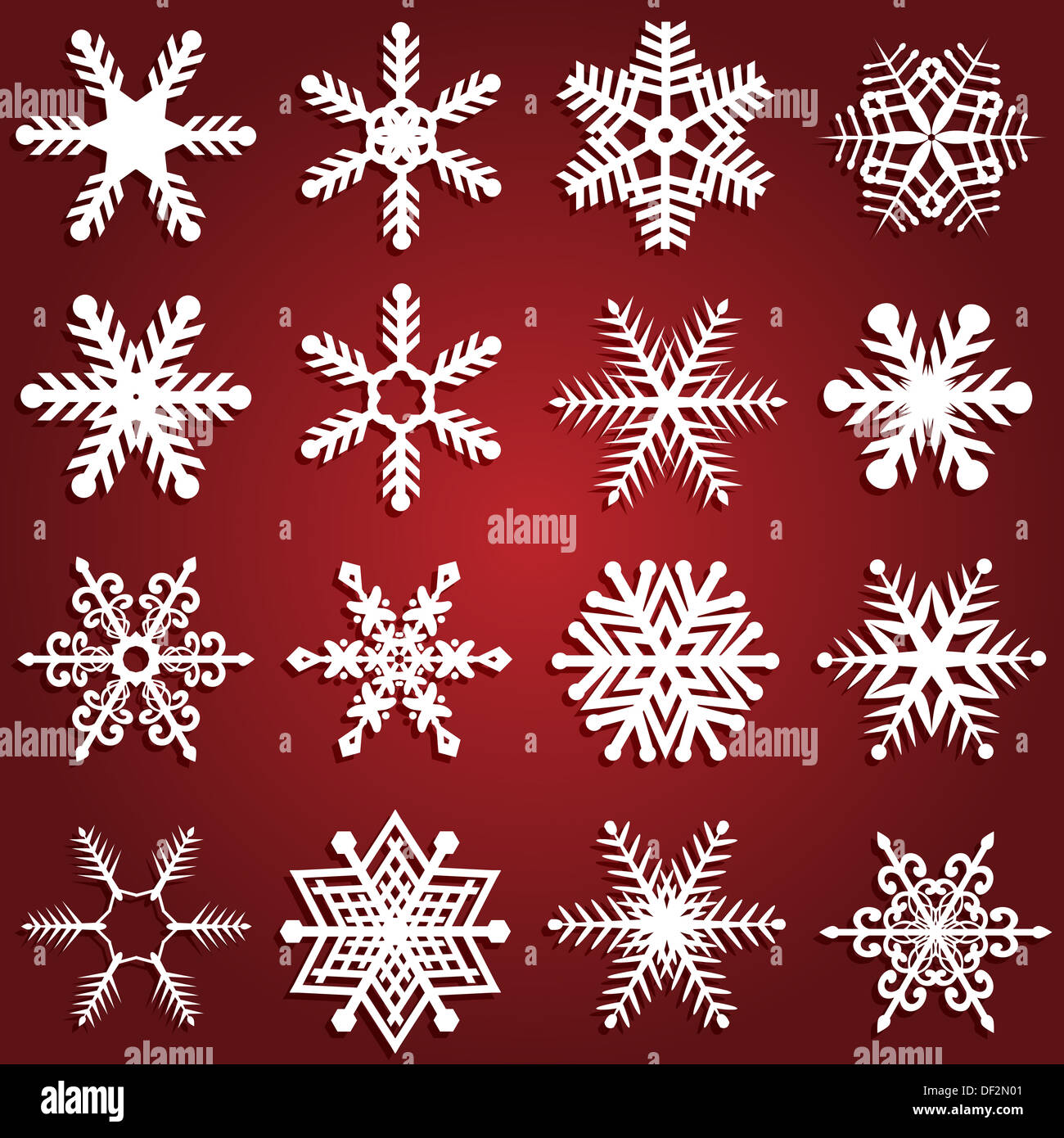 Collection of sixteen different snowflake designs Stock Photo - Alamy
