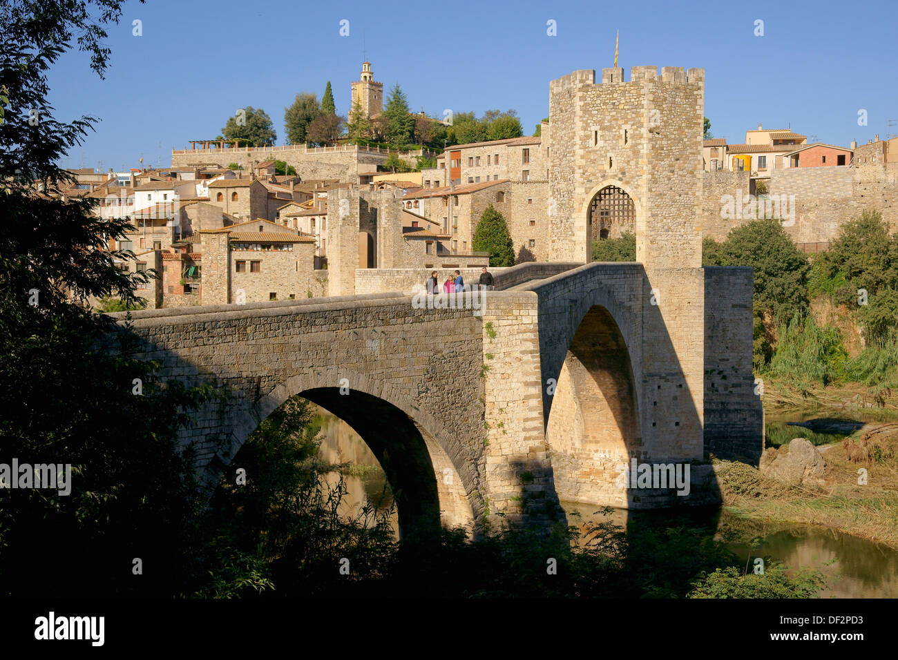 Fortified bridge, 12th-13th century, Besalu Garrotxa Girona Catalunya ...