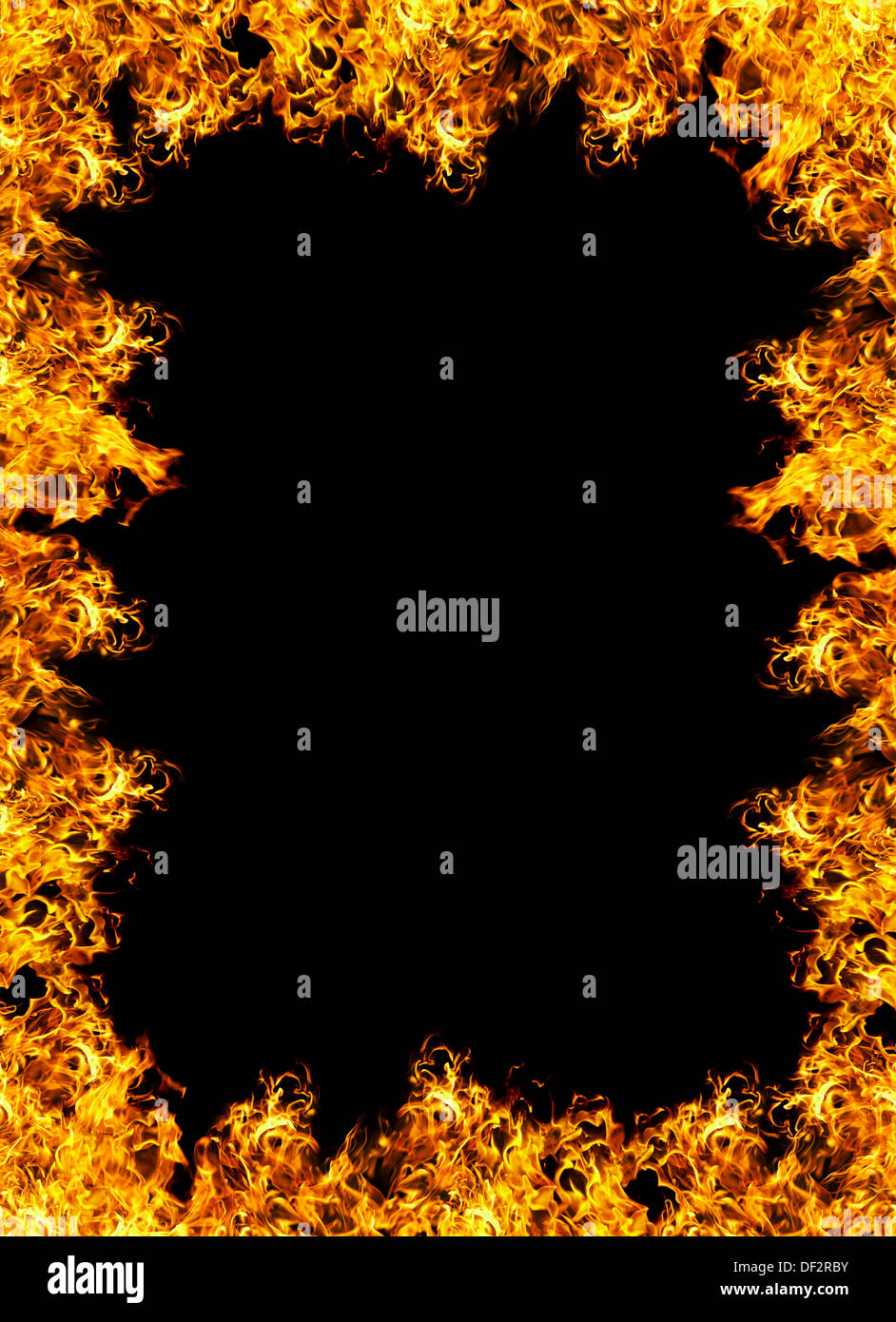 fire frame on a black background Stock Photo - Alamy