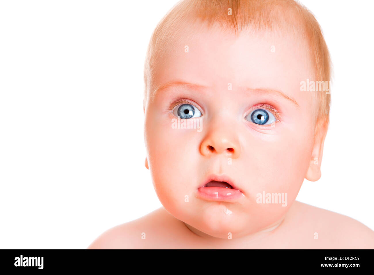 six-month-old baby on a white background Stock Photo - Alamy