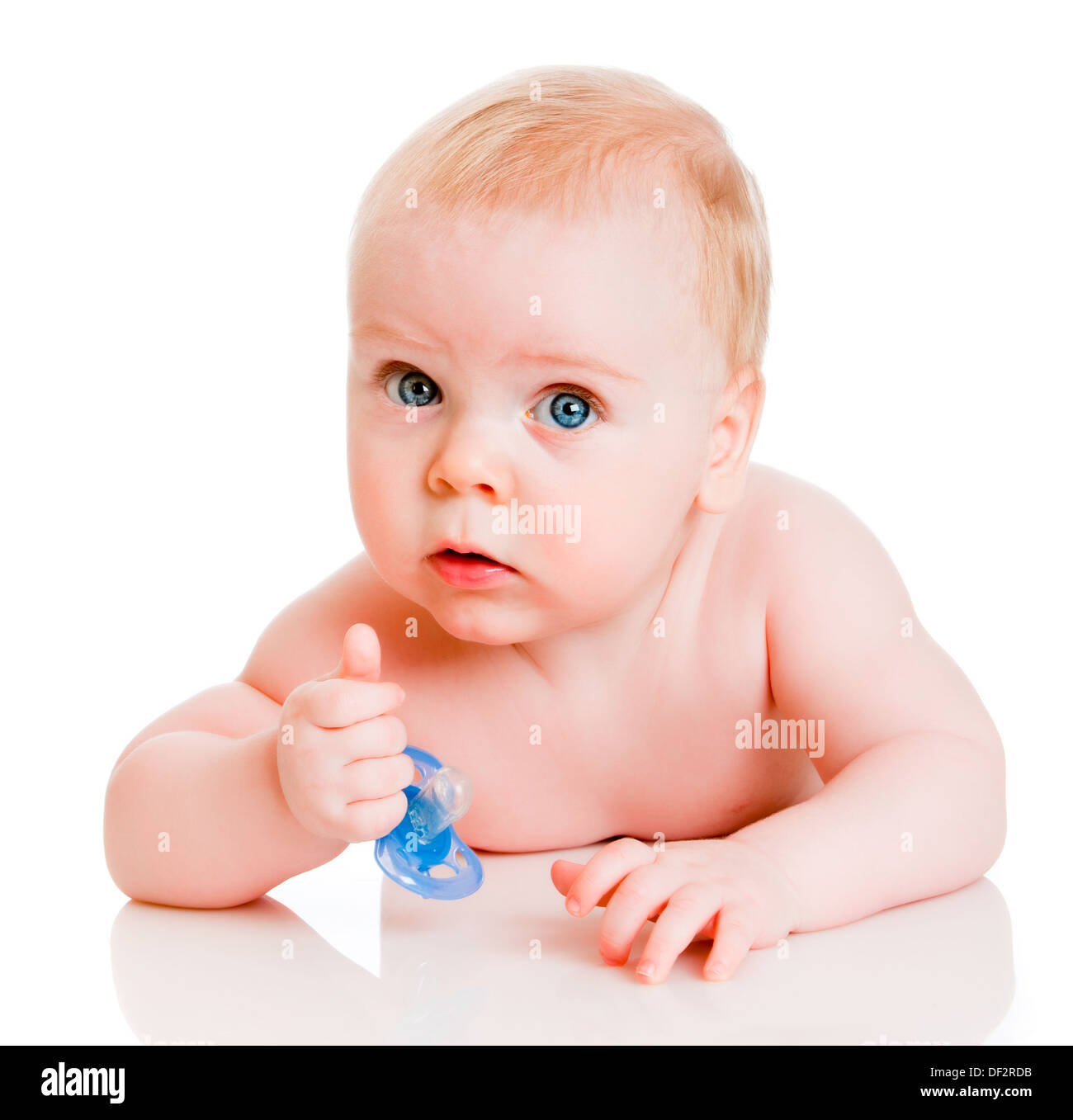 six-month-old baby on a white background Stock Photo - Alamy
