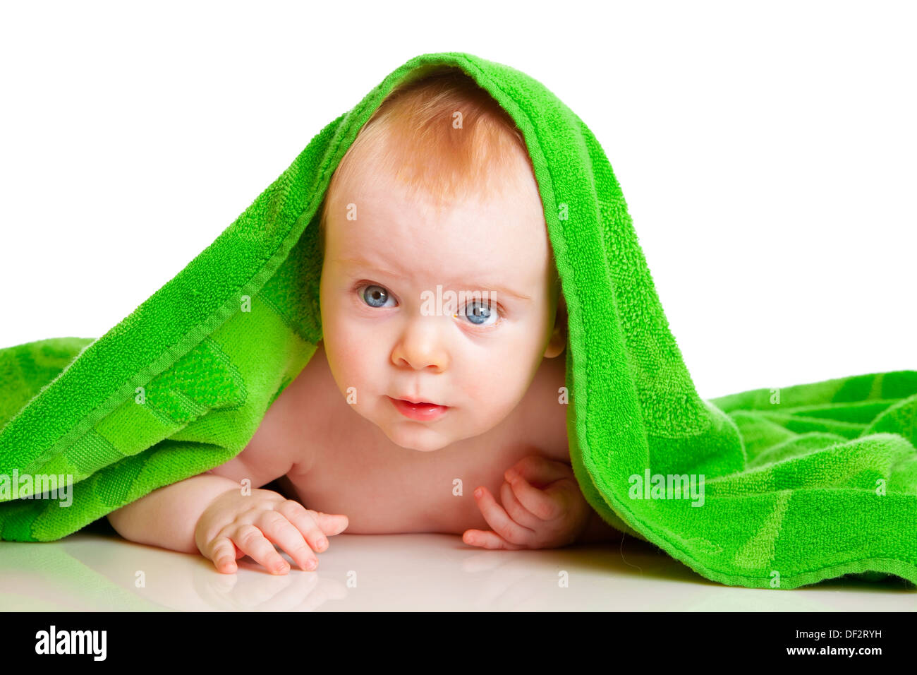 six-month-old baby on a white background Stock Photo - Alamy