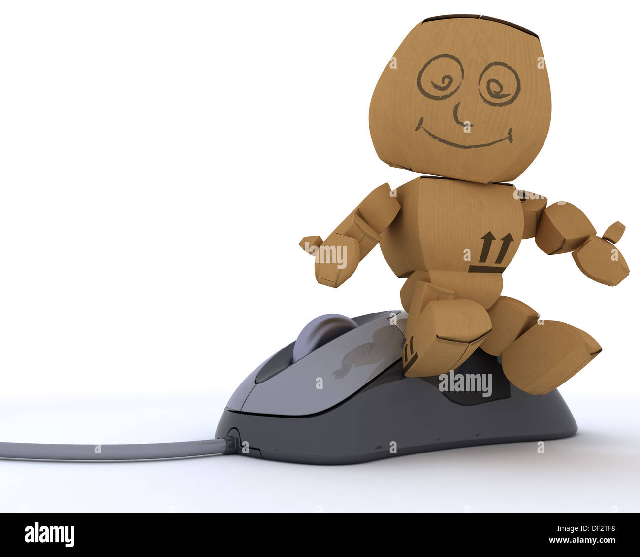 3D render of a Cardboard Box figure with computer mouse Stock Photo - Alamy