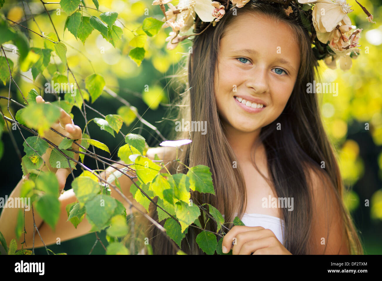 Portrait of cute young forest nymph Stock Photo - Alamy