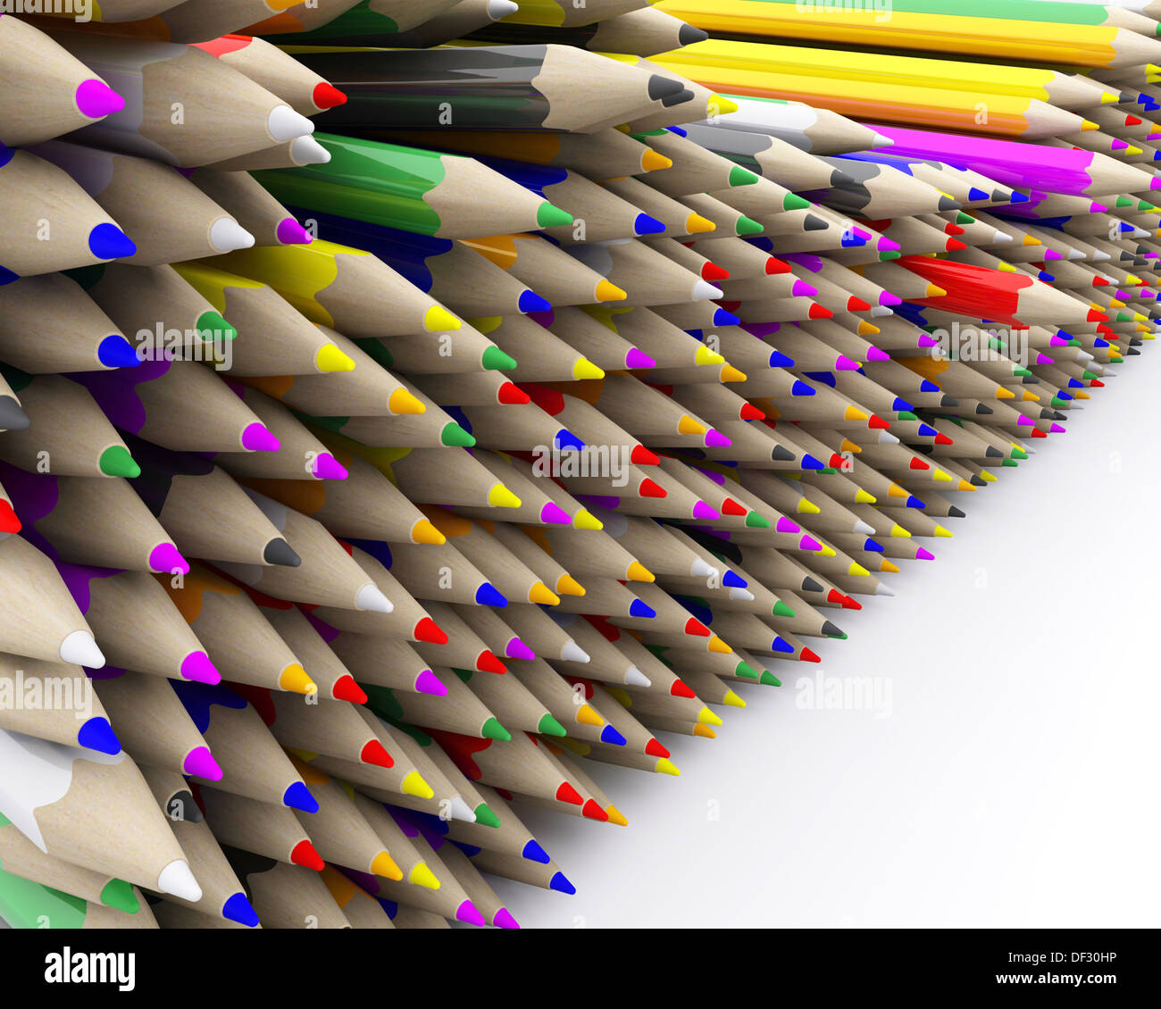 3D Render of coloured pencil crayons Stock Photo - Alamy