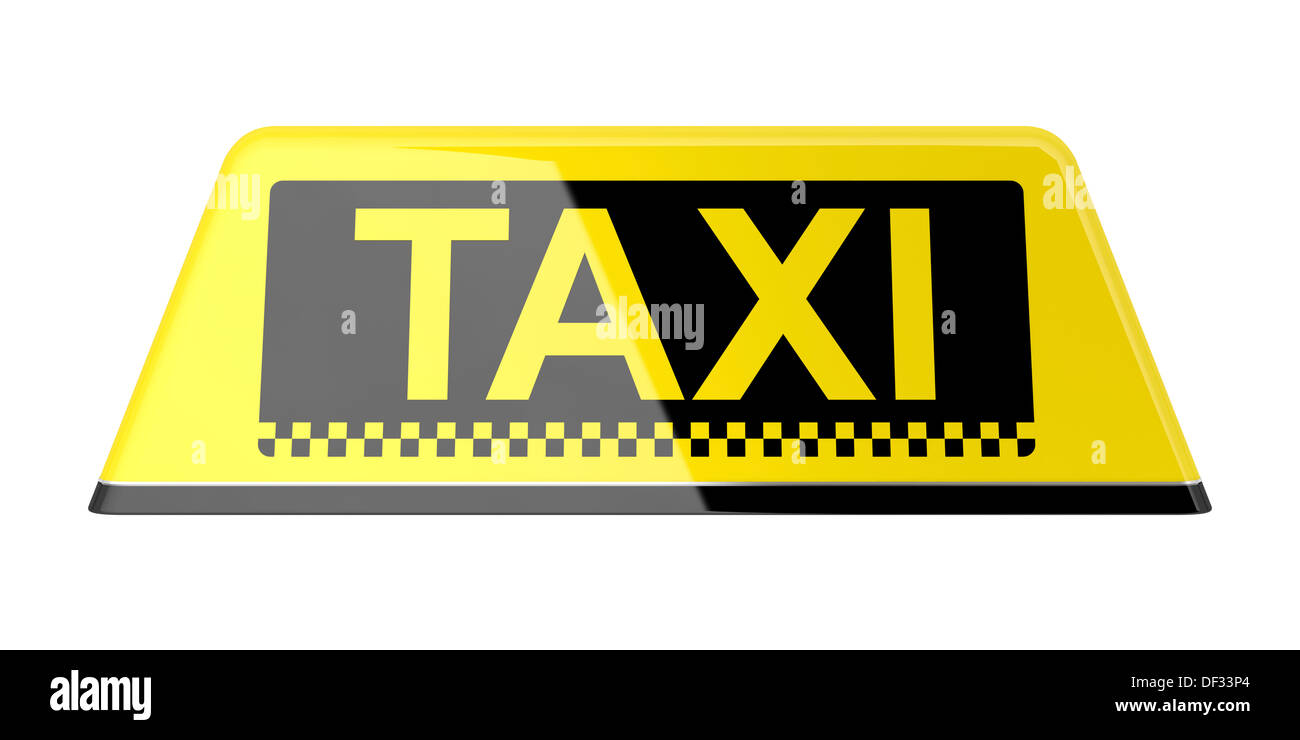 Taxi sign isolated on white background Stock Photo - Alamy