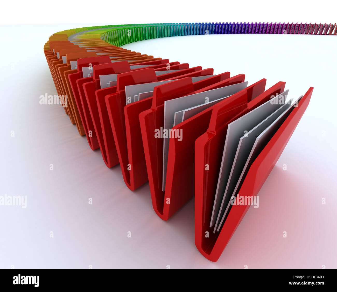 3D Render of a line of colourful folders Stock Photo - Alamy