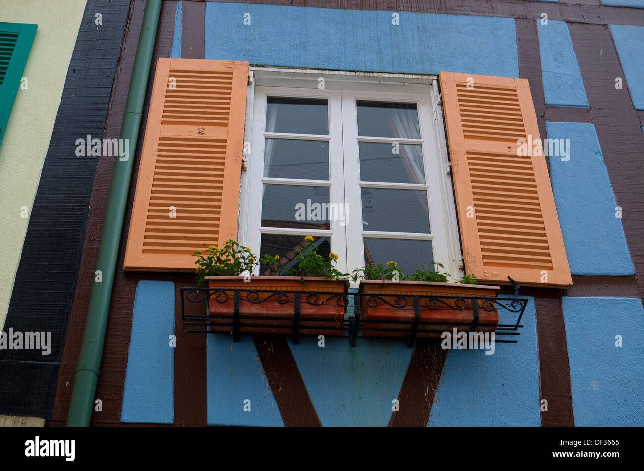 Open window with French architecture Stock Photo - Alamy