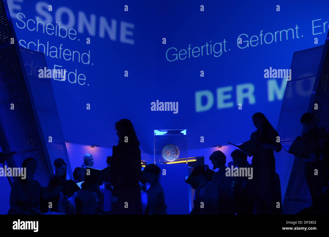 Opera singers and a choir rehearse the opera 'Sky Disc', an opera ...