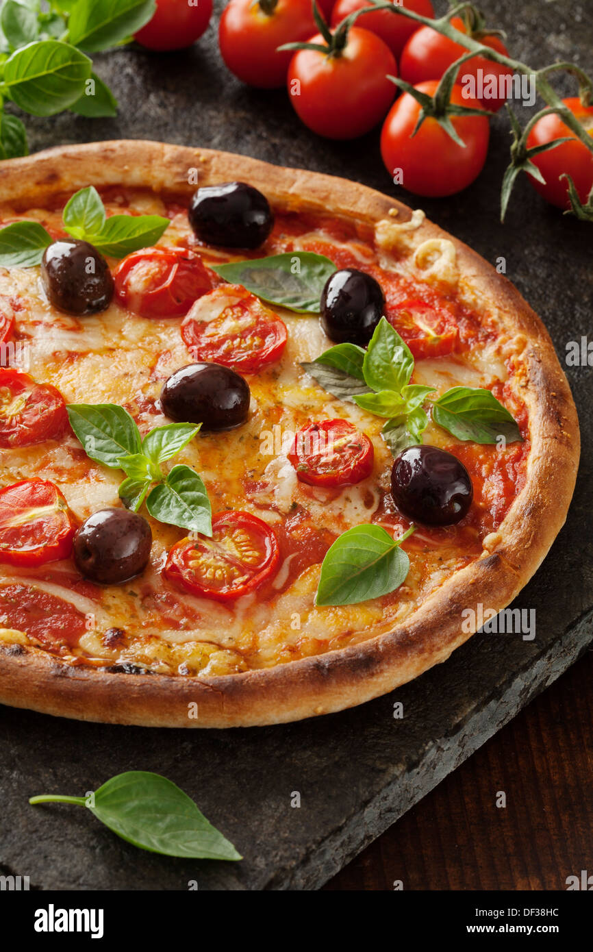Traditional italian pizza with mozzarella hi-res stock photography and ...