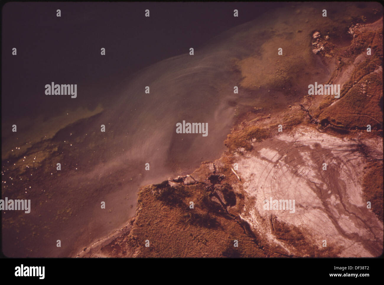This aerial photograph shows the eastern shore of Pyramid Lake, with ...