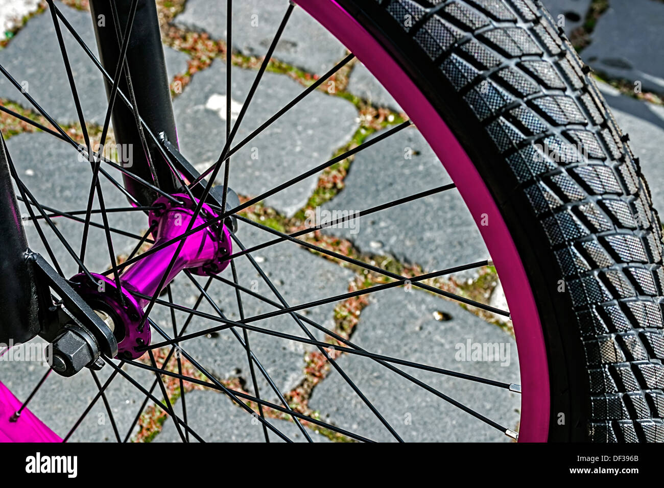 Detail of the front wheel to the bike Stock Photo - Alamy