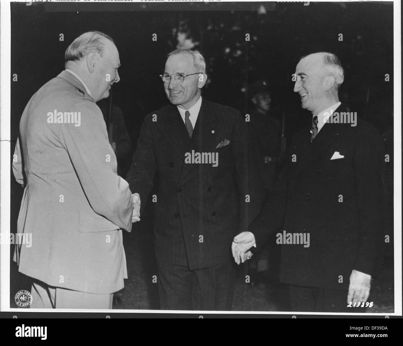 This image shows American and Allied leaders at an international ...