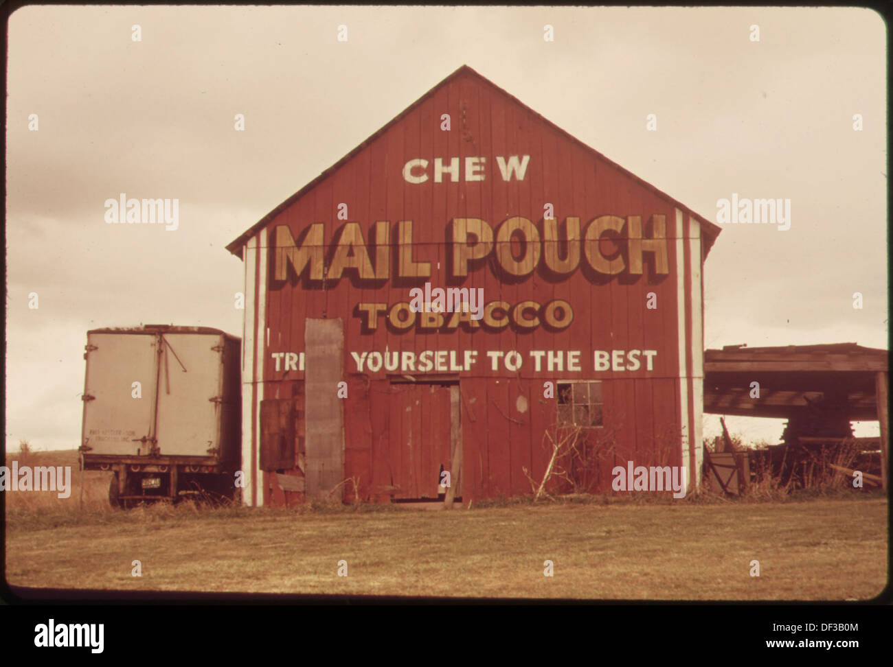 This image shows an abandoned farm building near strip mining sites off ...